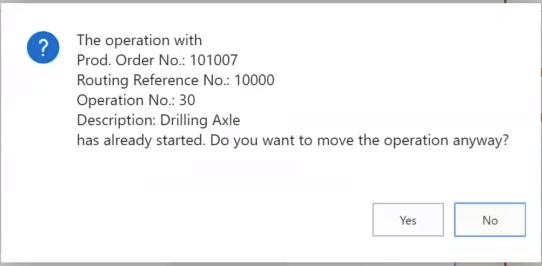 Confirmation on moving operations in progress