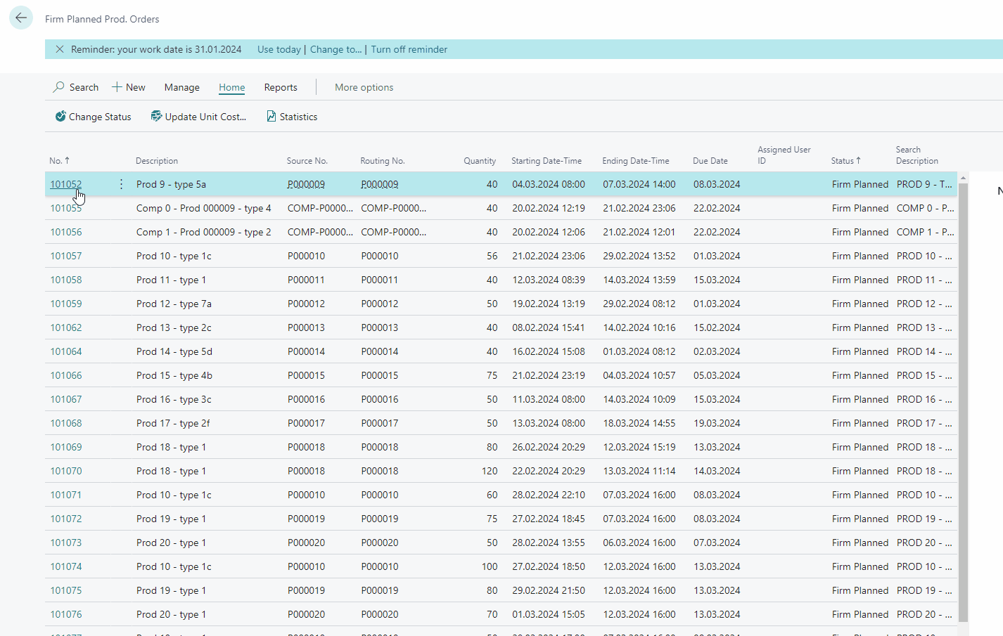 Integration of sales orders and production orders